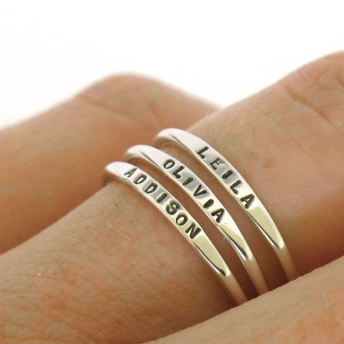 Stacking Name Ring Personalized Stackable Ring for Mom - Etsy