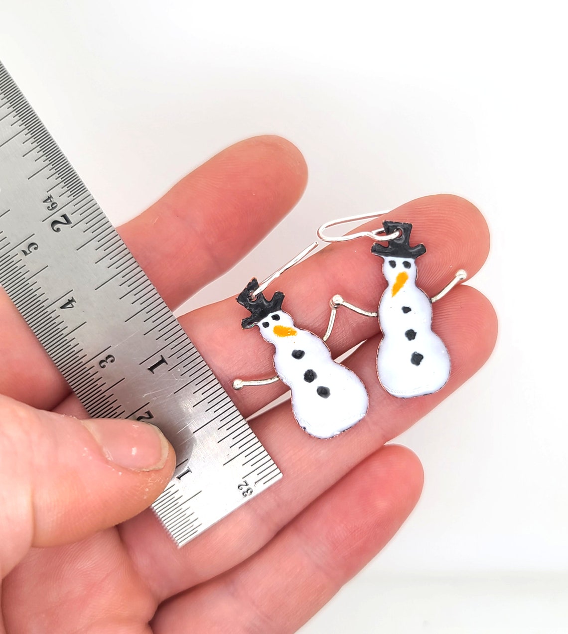 Snowman Earrings Enameled Snowmen Christmas Earrings by - Etsy