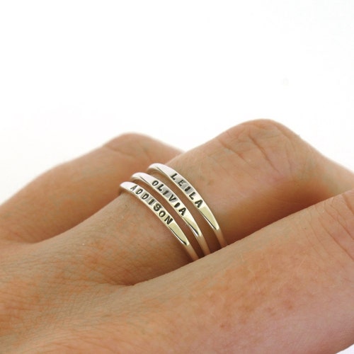 Stackable Ring Stacking Name Rings Gift for Mom - Etsy UK