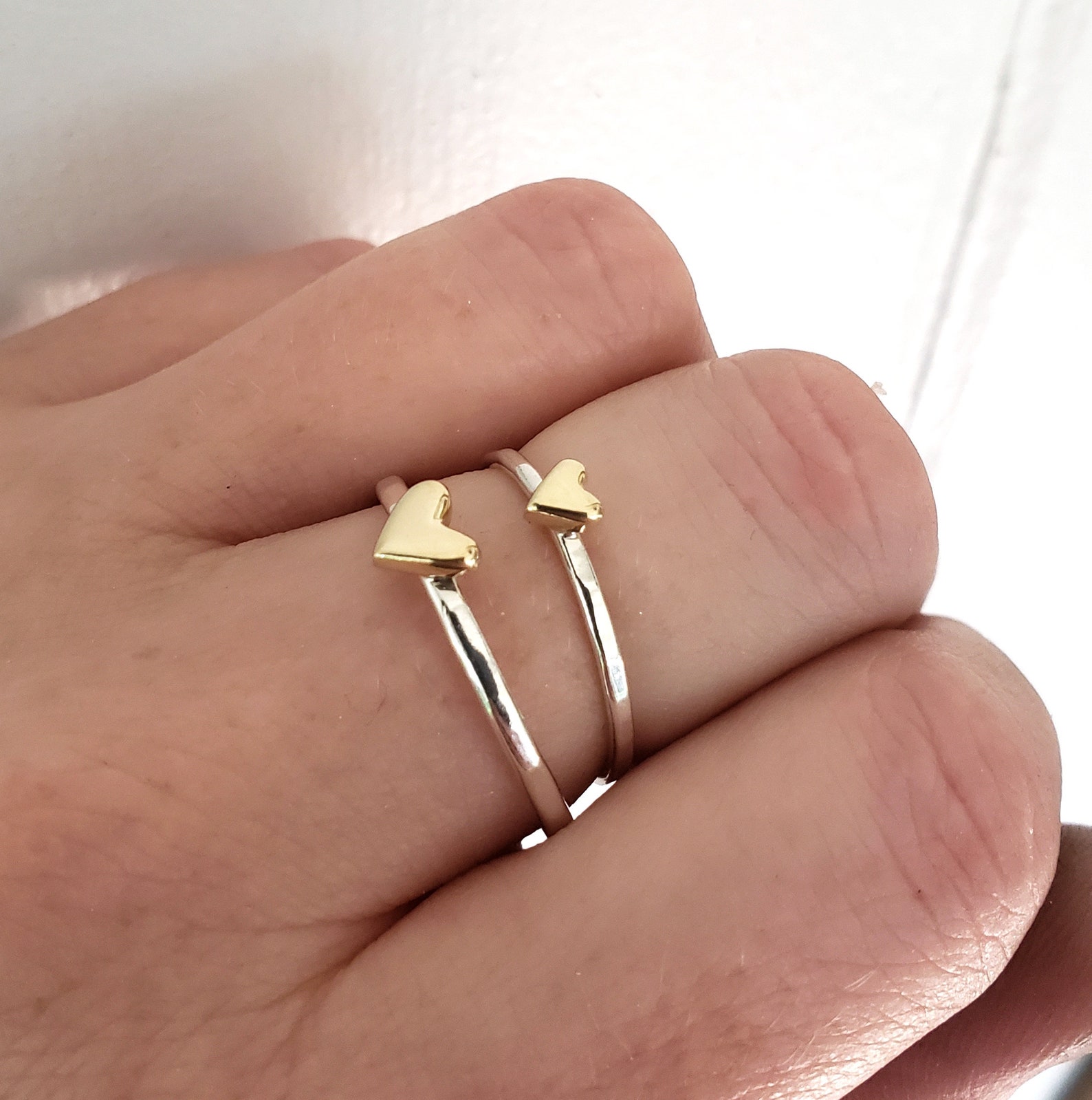 Sweet Heart Ring Stackable Heart Ring Dainty Gold Heart or - Etsy