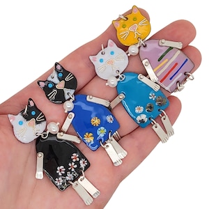 Cat Lady Pendant, Glass Enamel Cat Charm - Etsy