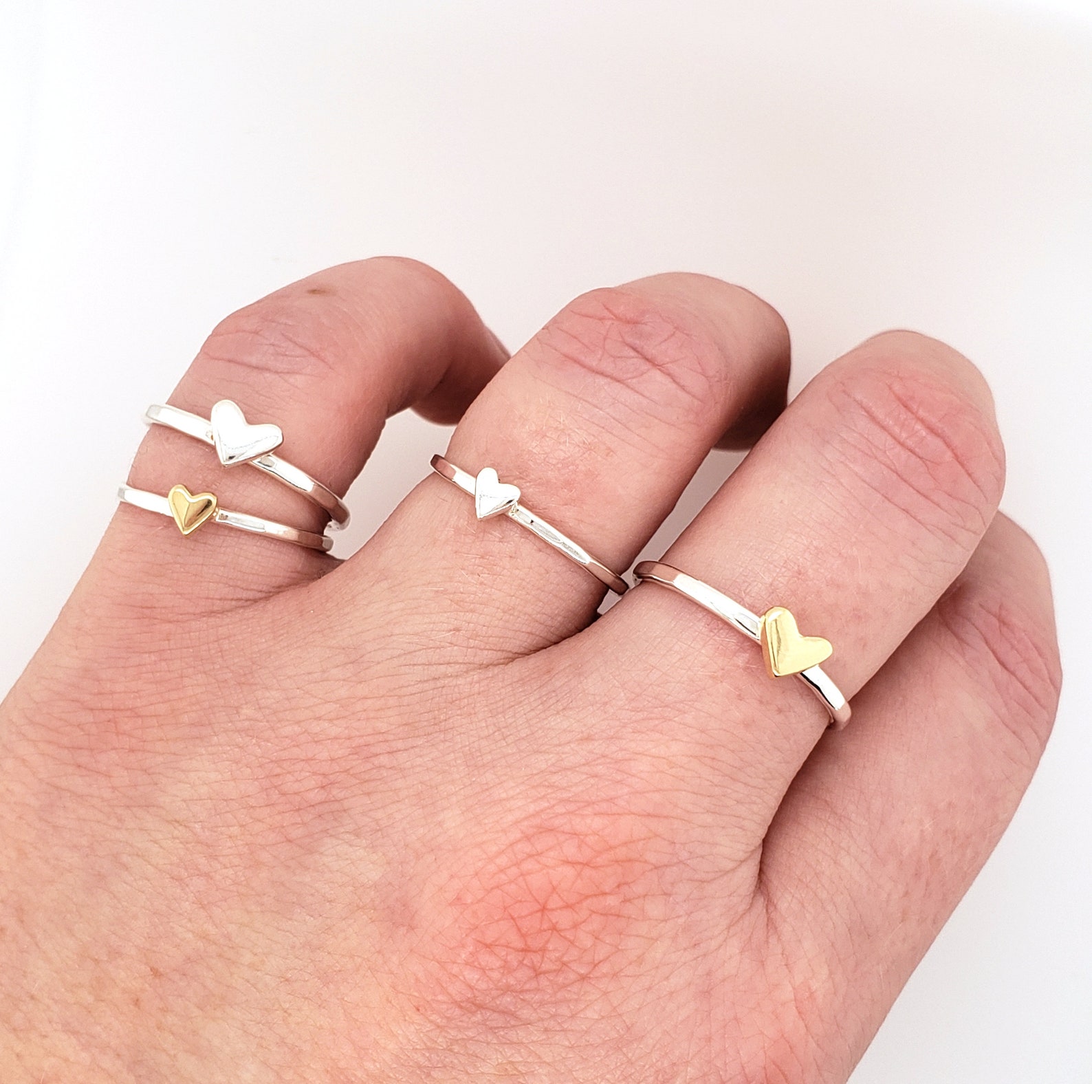 Sweet Heart Ring Stackable Heart Ring Dainty Gold Heart or - Etsy