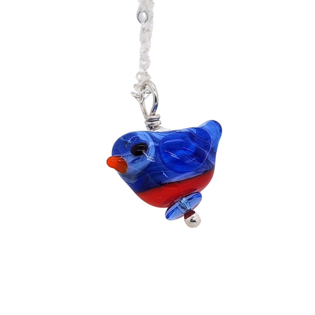 Bluebird Pendant, Bluebird of Happiness Glass Lampwork Bead Focal - Etsy