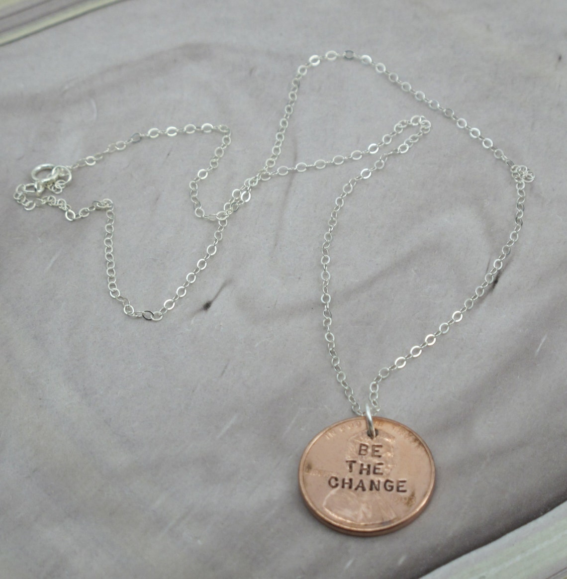 Be the Change Penny Necklace Sterling Silver With a Coin - Etsy