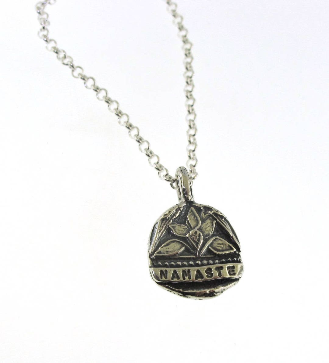 Namaste Necklace, Yoga Necklaces for Women, Silver Lotus Flower Charm ...