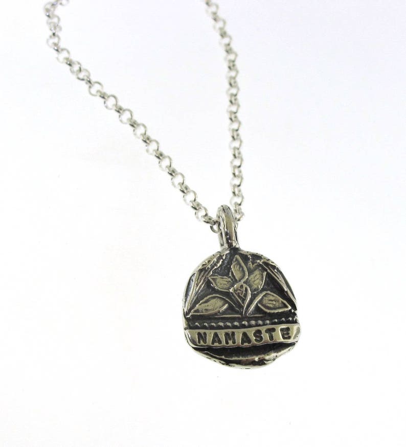 Namaste Necklace, Yoga Necklaces for Women, Silver Lotus Flower Charm ...