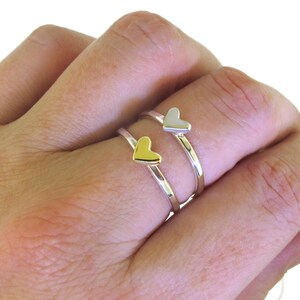 Sweet Heart Ring, Stackable Heart Ring, Dainty Solid Gold Heart or ...