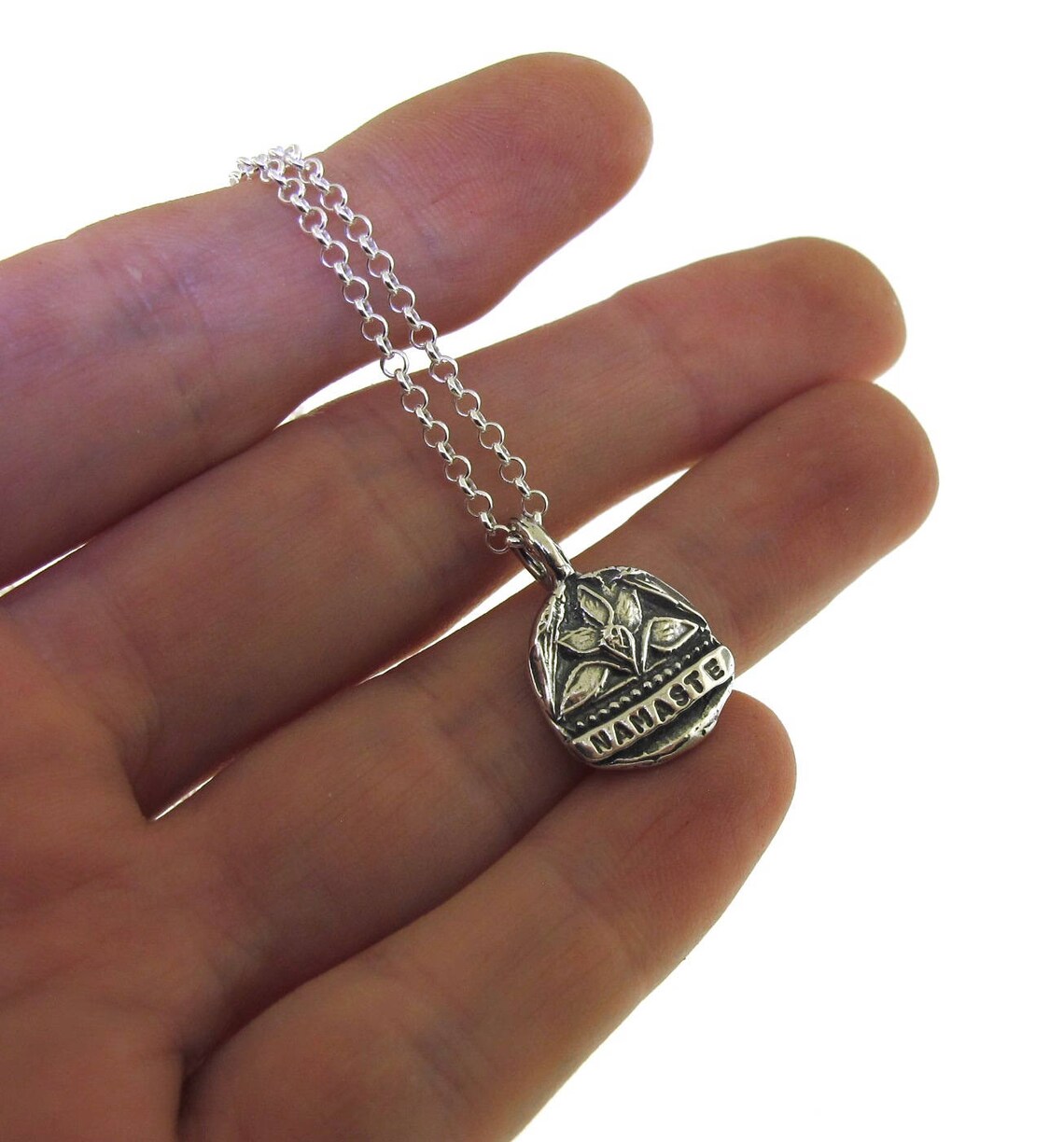 Namaste Necklace Yoga Necklaces for Women Silver Lotus | Etsy