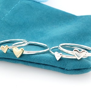 Dainty Sterling Silver Heart Ring, Solid Gold Heart, Stackable Ring - Etsy