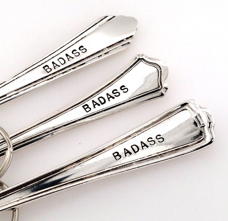 Badass Keychain Hand Stamped Spoon Handle Key Fob - Etsy