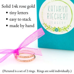 14K Gold Stackable Name Ring: Personalized Mom Ring - Etsy