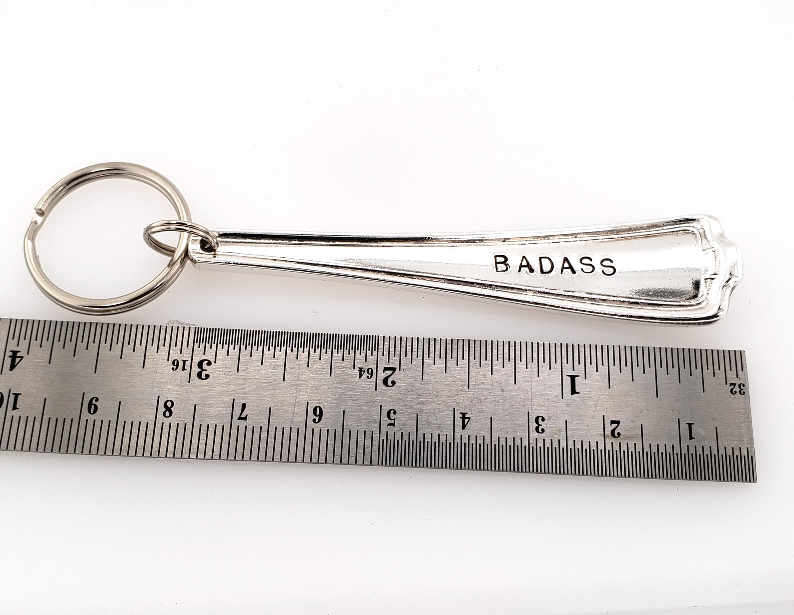 Badass Keychain Hand Stamped Spoon Handle Key Fob | Etsy