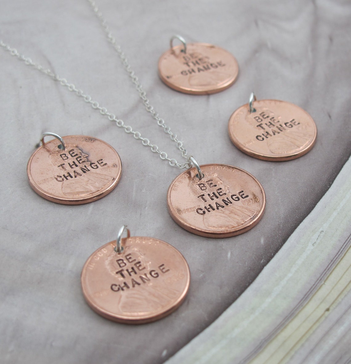 Be the Change Penny Necklace Sterling Silver With a Coin - Etsy
