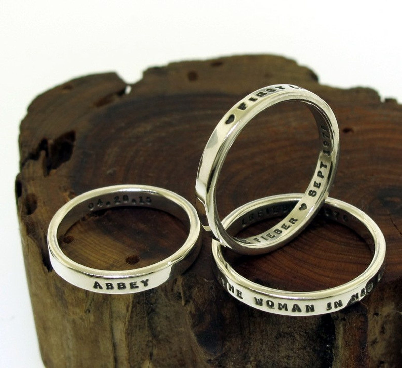Personalized Ring Custom Made Handstamped Ring Aka Smooth - Etsy