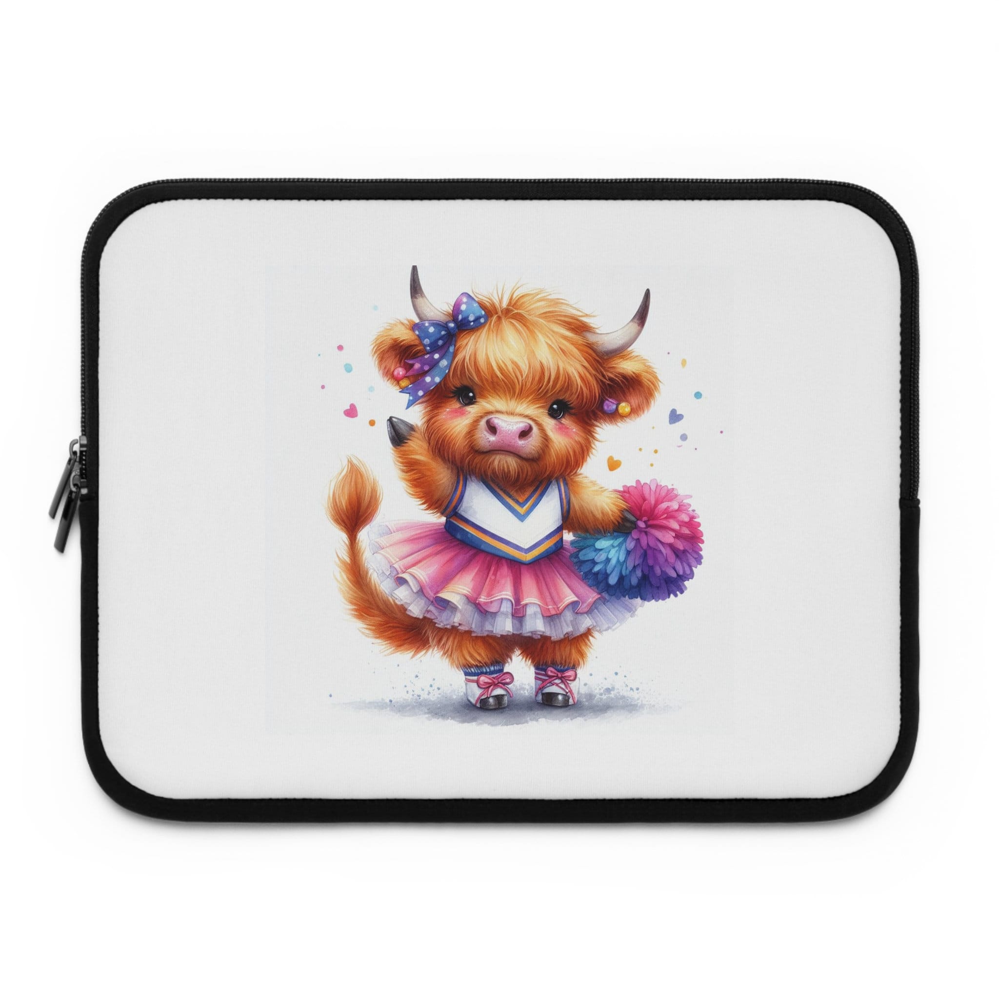 Cute Baby Highland Cow Hugging the Moon Laptop Sleeve, Cow Tablet Case ...