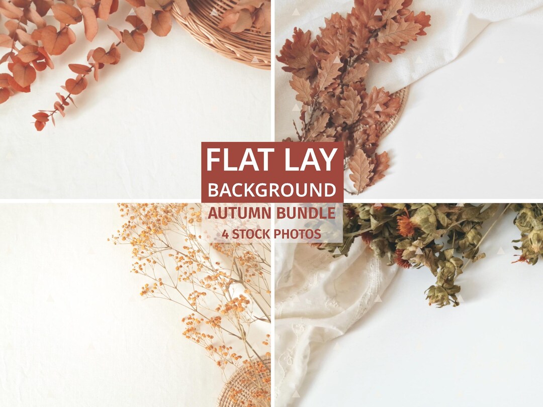 4 Autumn Table Flat Lay Stock Photo Backgrounds - Flat Lay Mockup ...