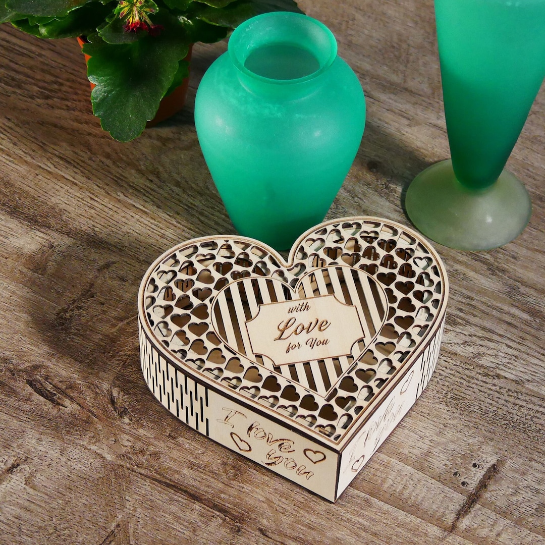 Heartfelt 'IVY' Gift Box Templates SVG & DXF Files for Laser Cutting ...
