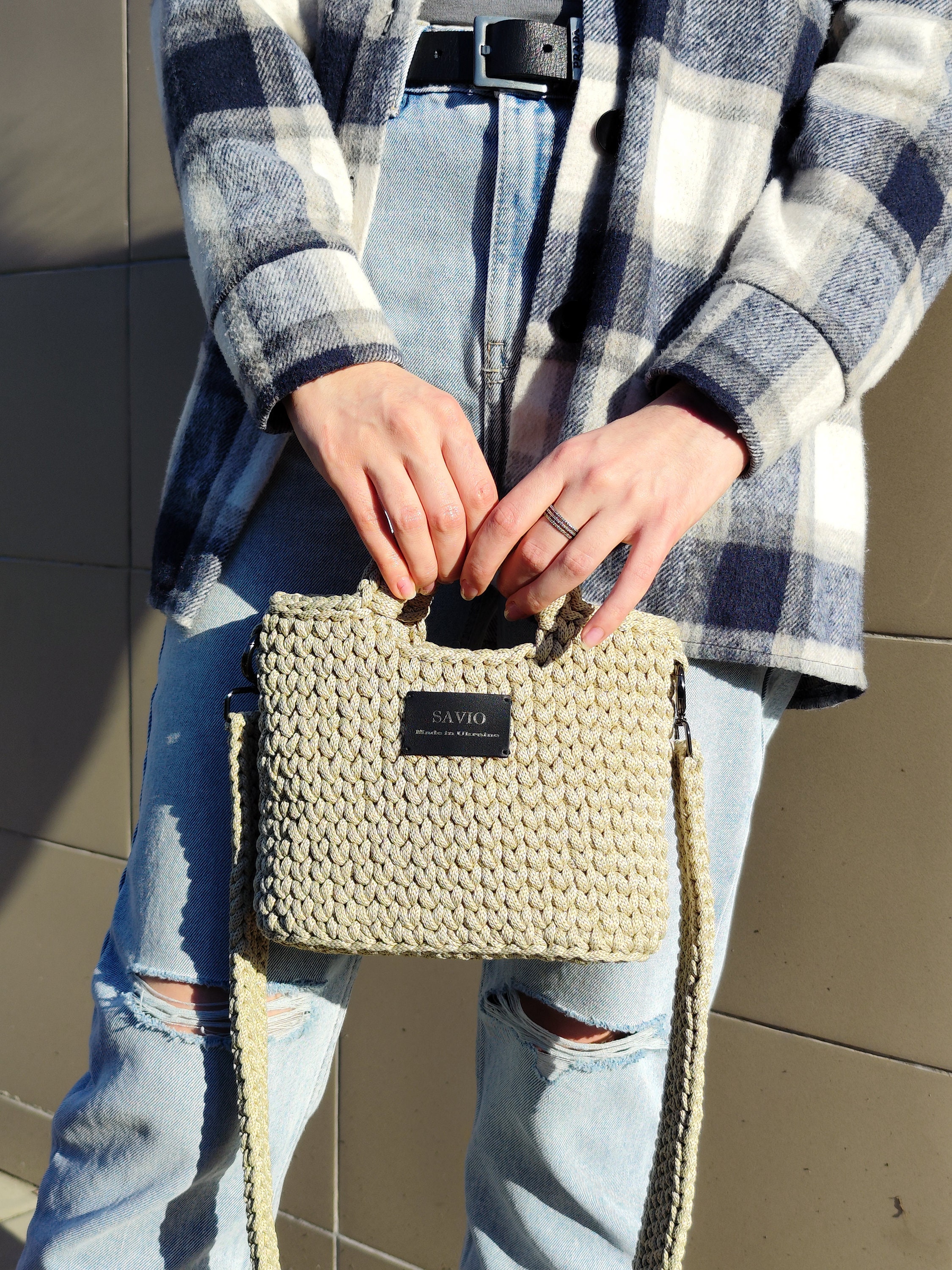 Mini Flax Crochet Bag, Crocheted Bag, Unique Crochet Tote, Handcrafted ...