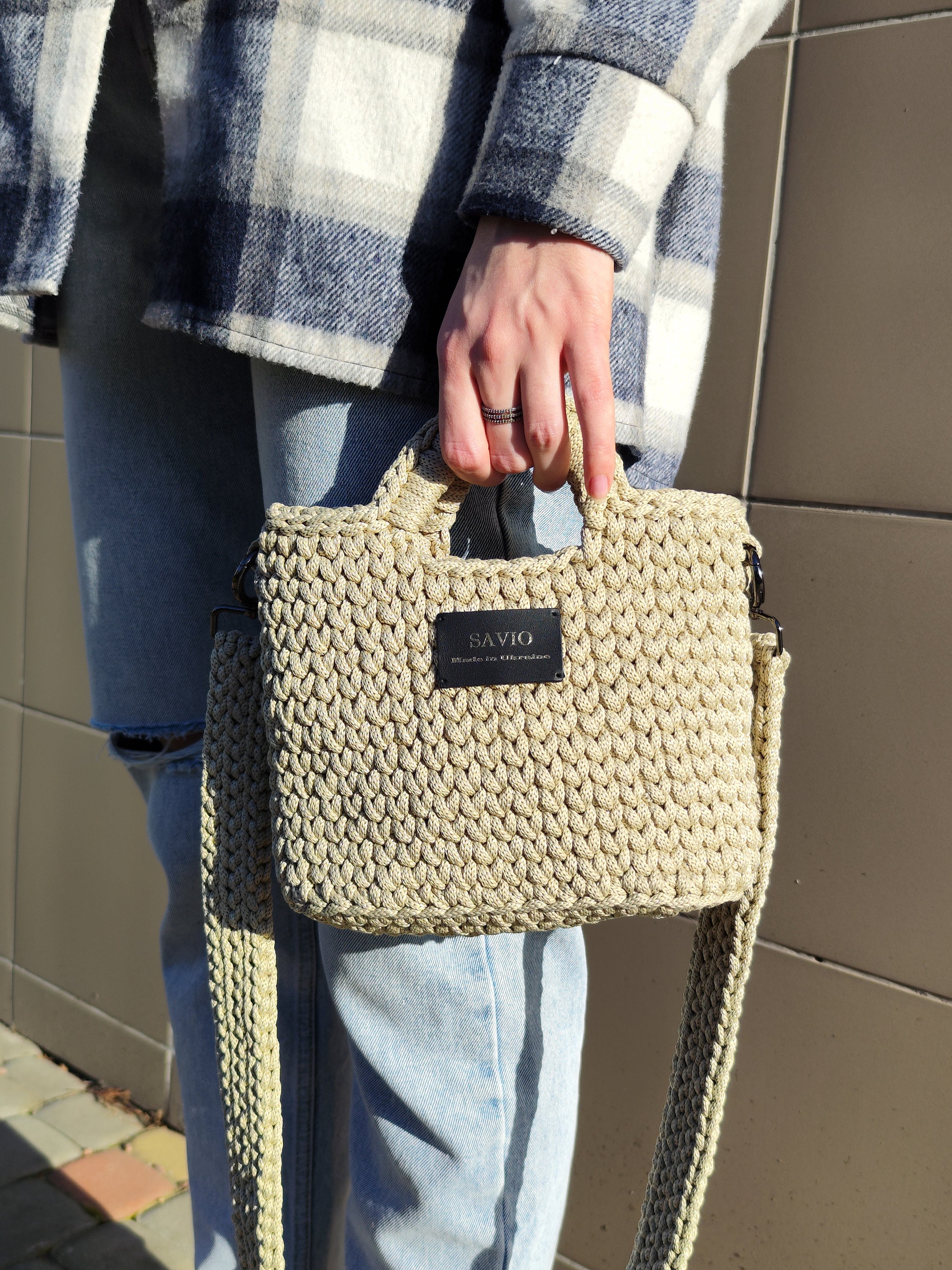 Mini Flax Crochet Bag, Crocheted Bag, Unique Crochet Tote, Handcrafted ...