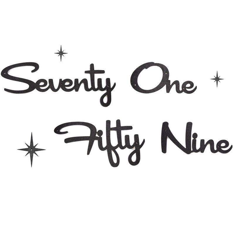 Mid Century Cursive Words or House Numbers: Regular Size Modern House ...
