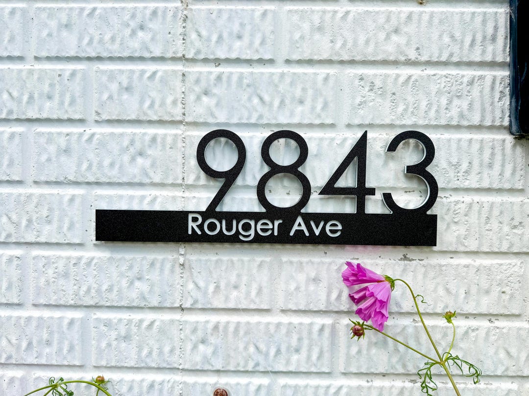 House Numbers Sign Floating Address Plaque, Modern Yard Address Sign ...