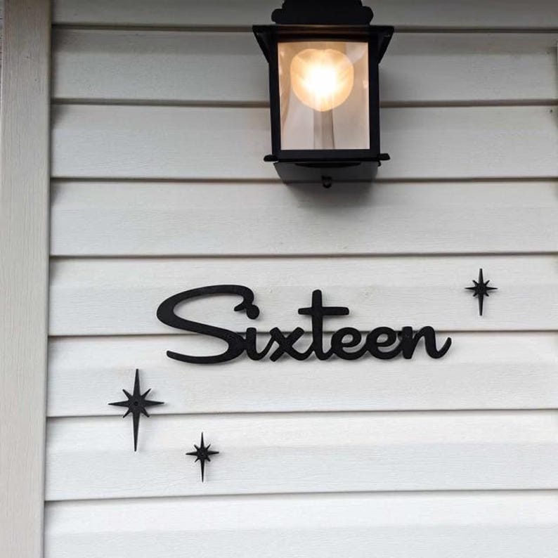 Mid-century Modern Cursive House Numbers or Words 5in Custom Address ...