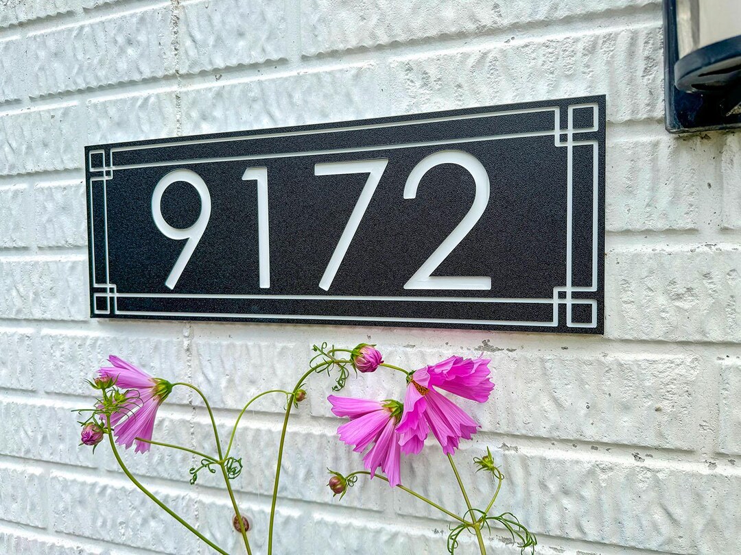 Mid Century Modern Framed Horizontal House Number Sign | HDPE Address ...