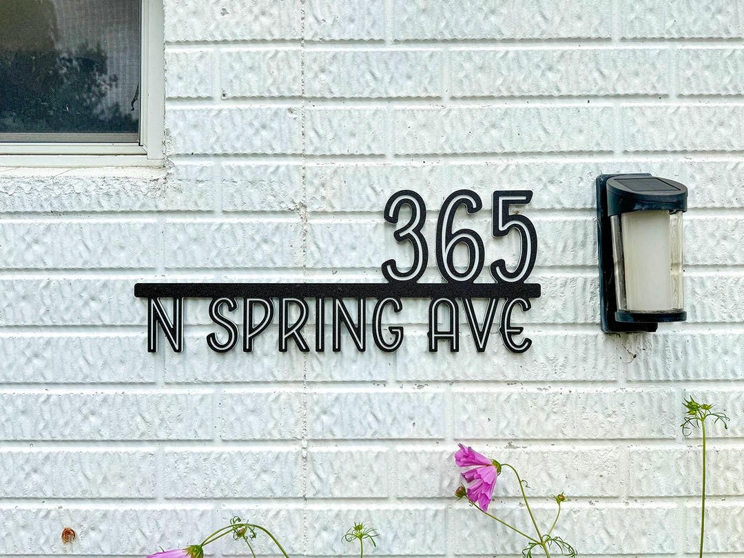 Mid Century Modern House Number Sign - Address Sign With Street Name ...