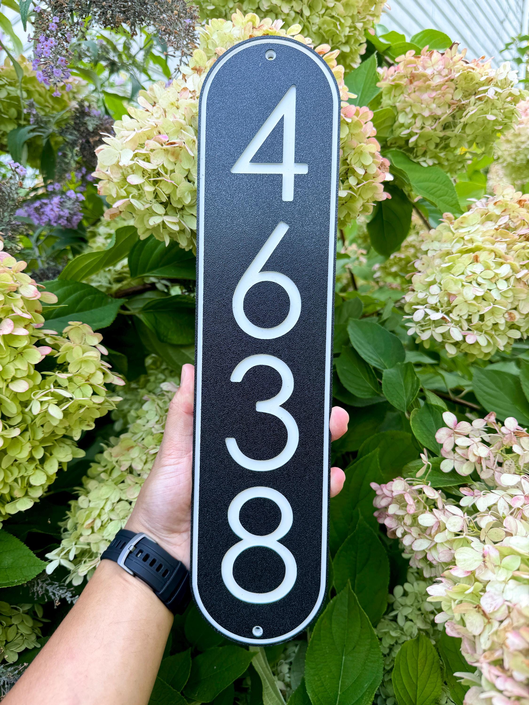 Modern House Numbers - Address Sign Vertical Plaque, Yard Address Sign ...