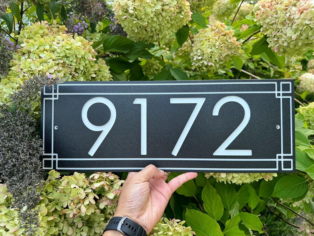 MCM FRAMED Horizontal House Number Sign | HDPE Material Retro Address ...