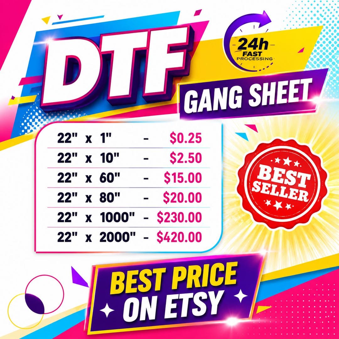 DTF Transfer, Full Color Custom Dtf Print, Ready to Press Transfers ...