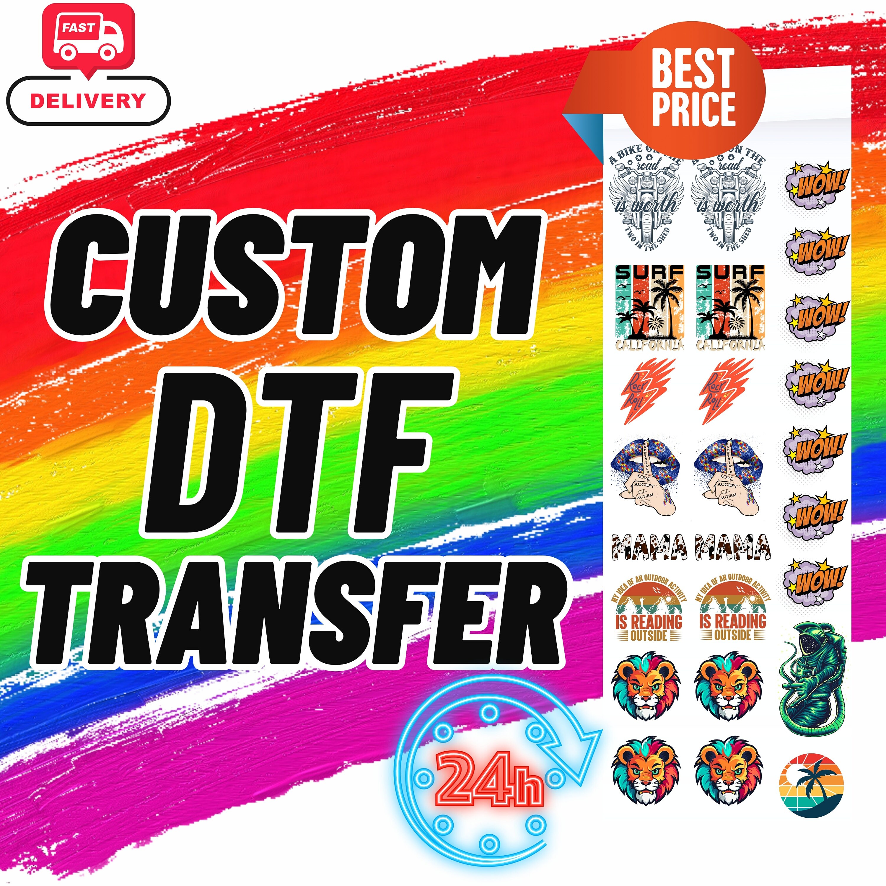DTF Gang Sheet Custom Transfer, Custom DTF Print, DTF Print Design, Custom Logo Dtf Sheet, Bulk ...