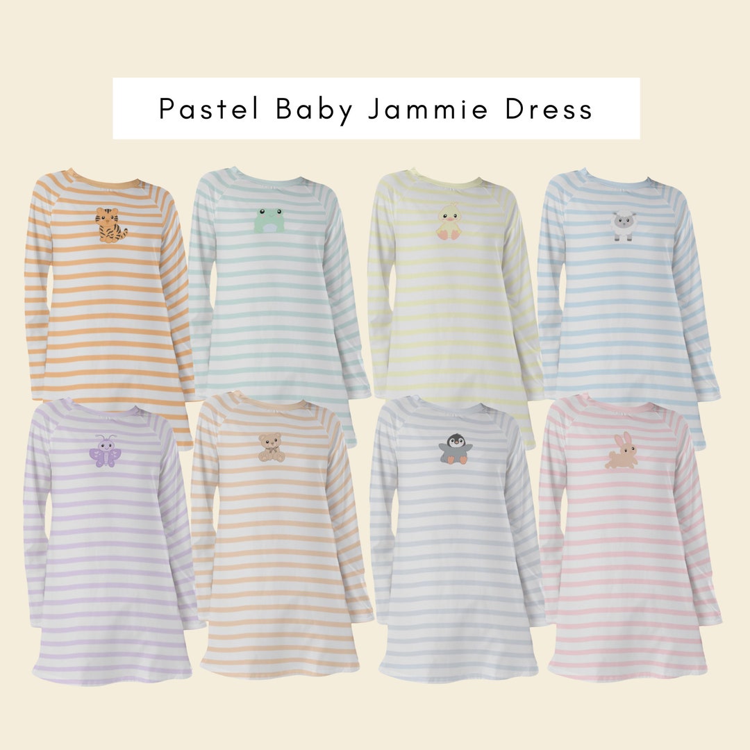 Pastel Baby Striped Jammie Dress - Etsy