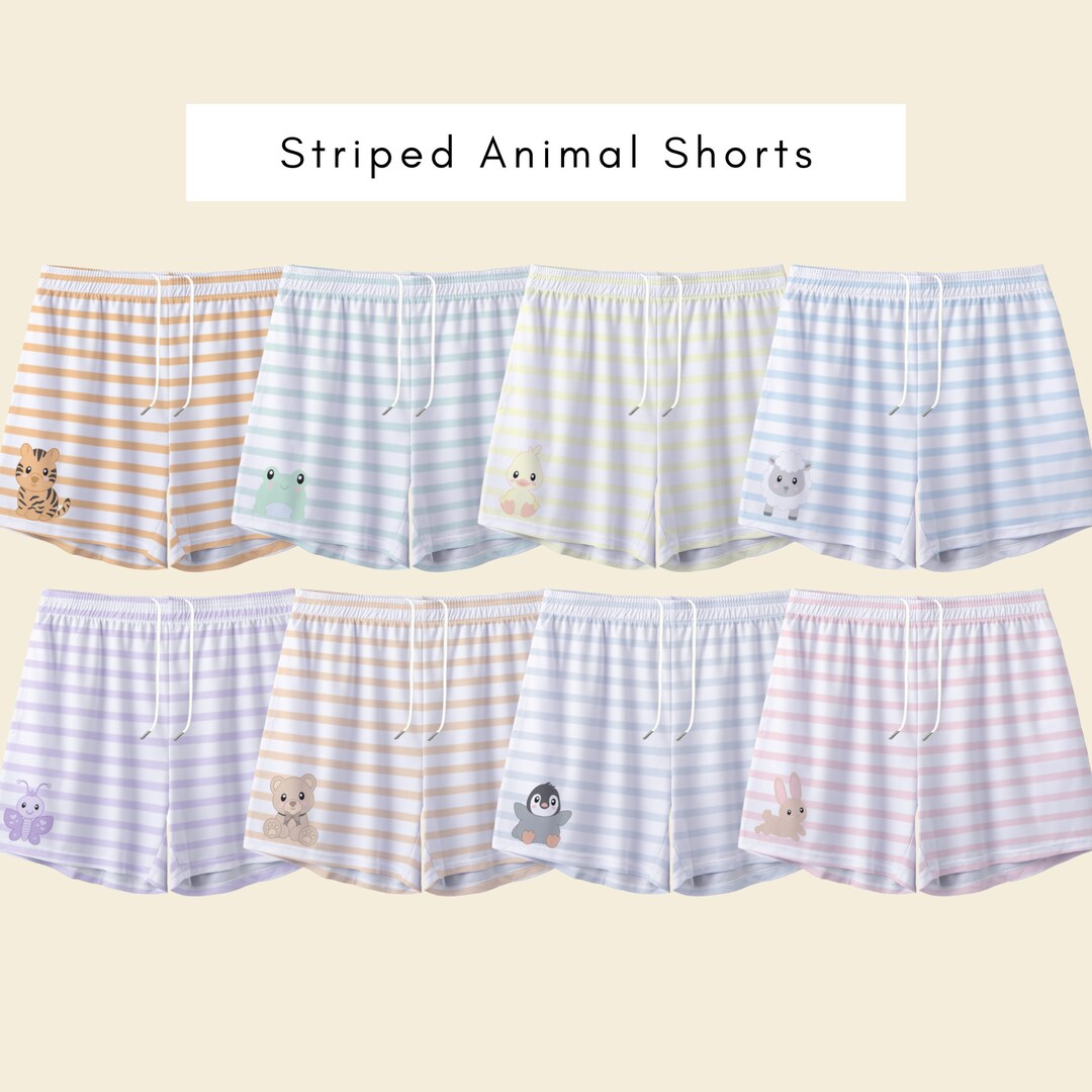 Pastel Baby Striped Animal Shorts - Etsy