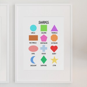 Shapes Poster Boho Classroom Decor Educational Wall Art Geometric ...