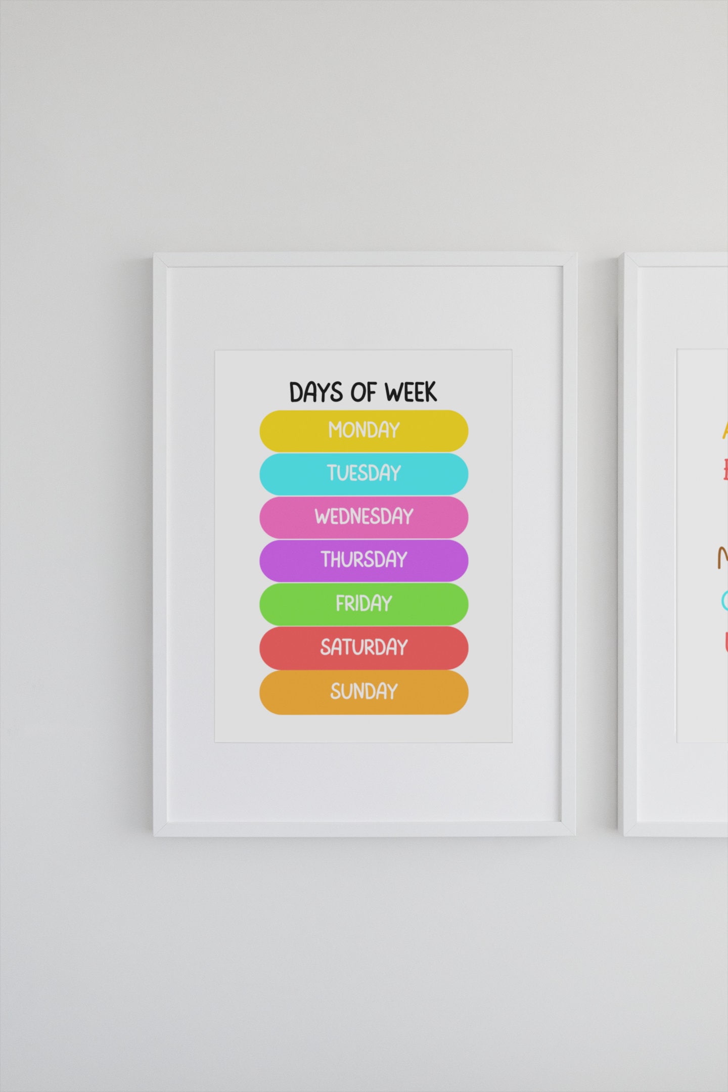 Days of the Week Printables Homeschool Decor Playroom Wall Decor ...