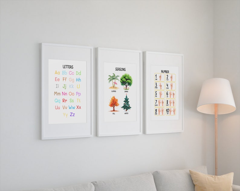 Set of Educational 12 Educational Poster Homeschool Artwork Montessori ...