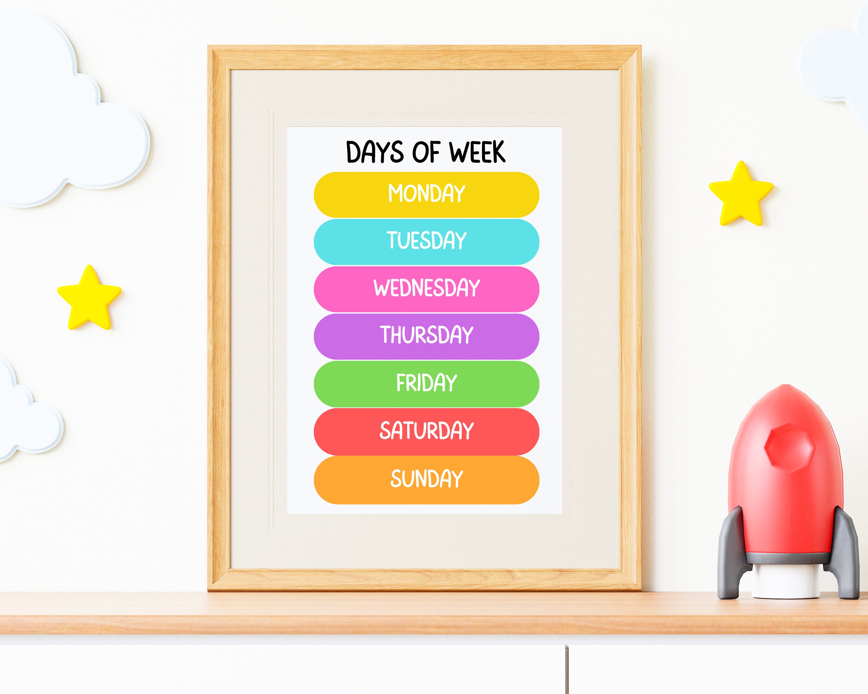 Days of the Week Printables Homeschool Decor Playroom Wall Decor ...