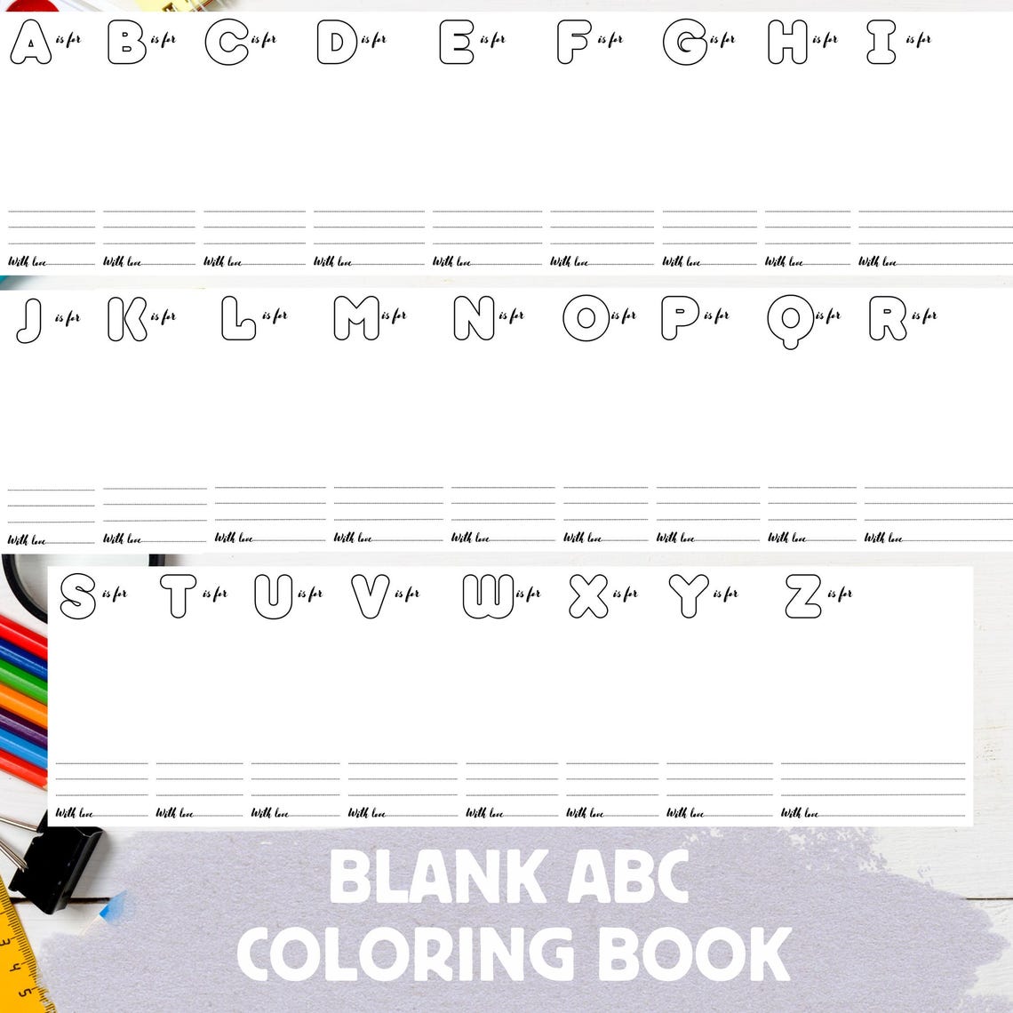 52 Pages Alphabet Vehicles Coloring, Baby Shower Activity, Digital ...