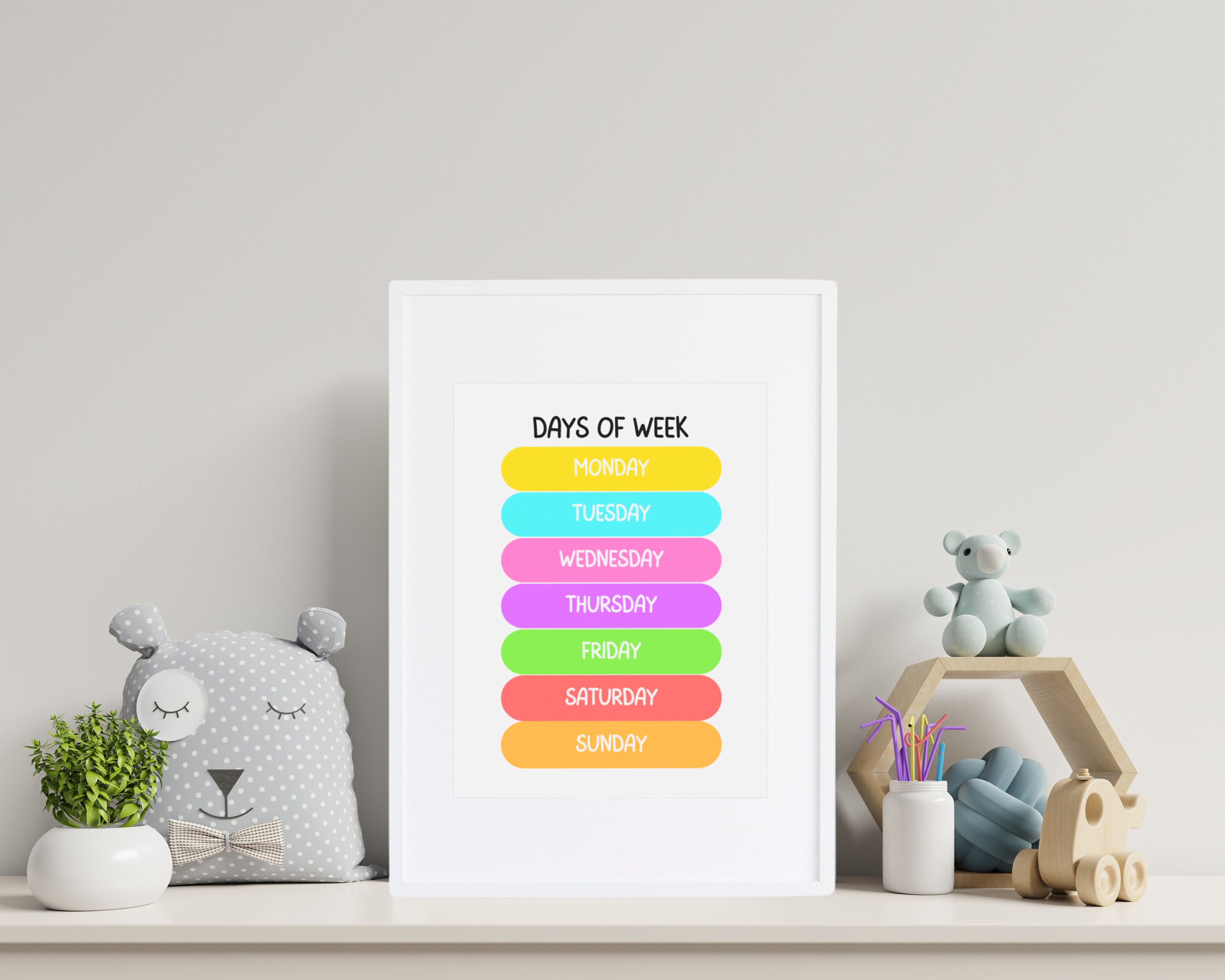 Days of the Week Printables Homeschool Decor Playroom Wall Decor ...