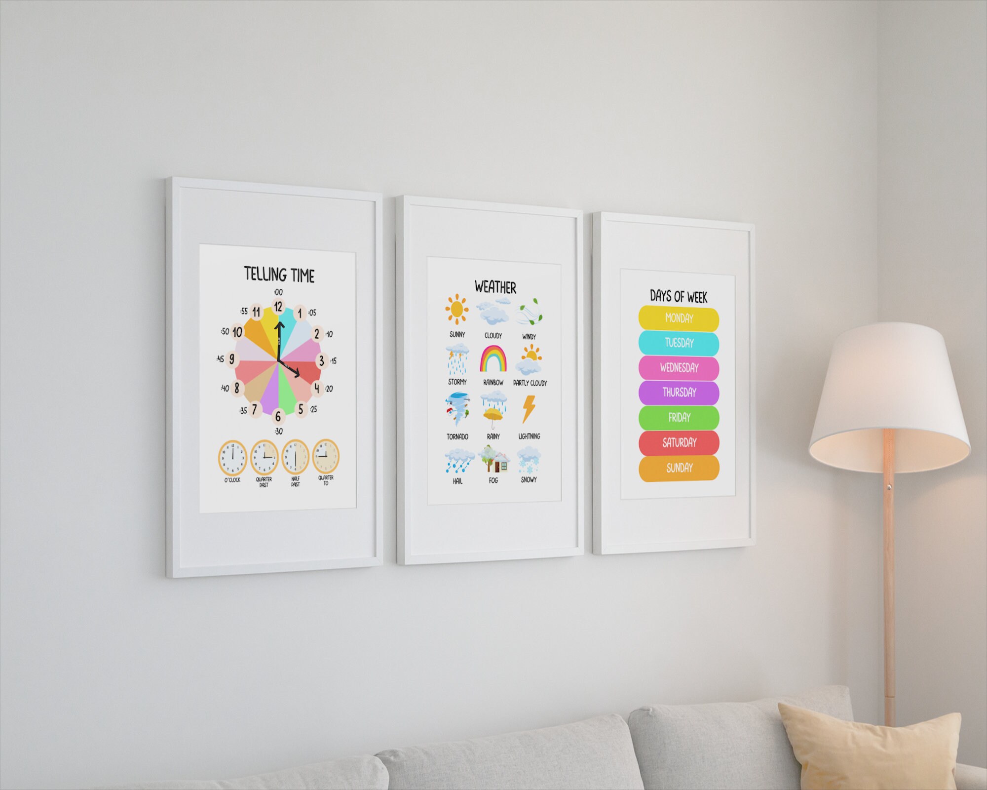 Set of Educational 12 Educational Poster Homeschool Artwork Montessori ...