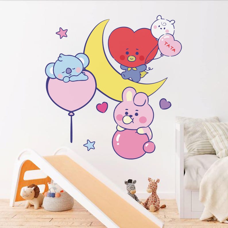 BT21 Cute Wall Decals for Nursery Adorable Character Stickers Perfect ...