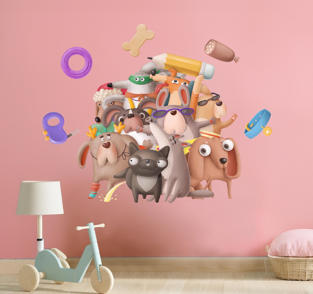 Cute Dog Wall Decals Nursery Puppy Wall Stickers Pet Lover's Kids Room ...