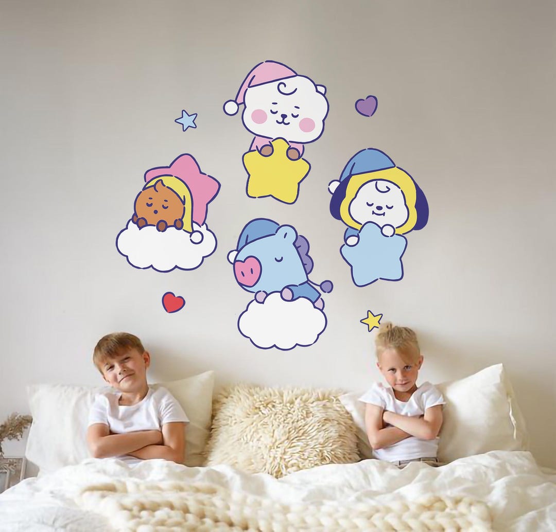 BT21 Moon & Star Wall Decals: K-pop Bedroom Decor - Etsy