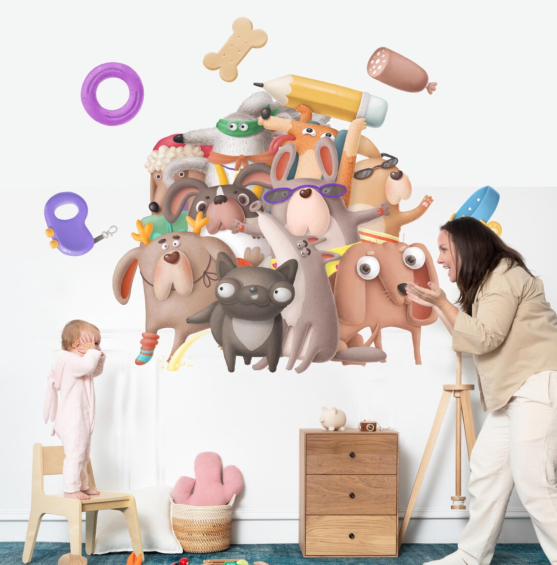 Cute Dog Wall Decals Nursery Puppy Wall Stickers Pet Lover's Kids Room ...