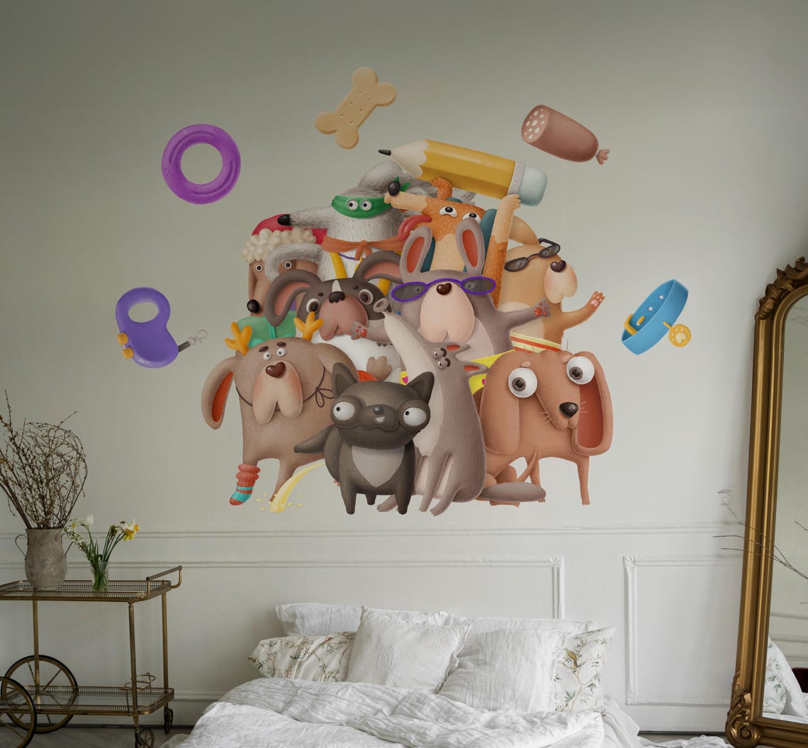 Cute Dog Wall Decals Nursery Puppy Wall Stickers Pet Lover's Kids Room ...