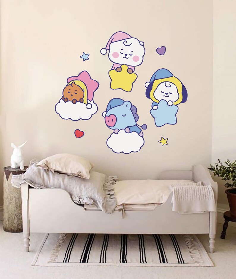 BT21 Cute Wall Decals for Nursery Adorable Character Stickers Perfect ...