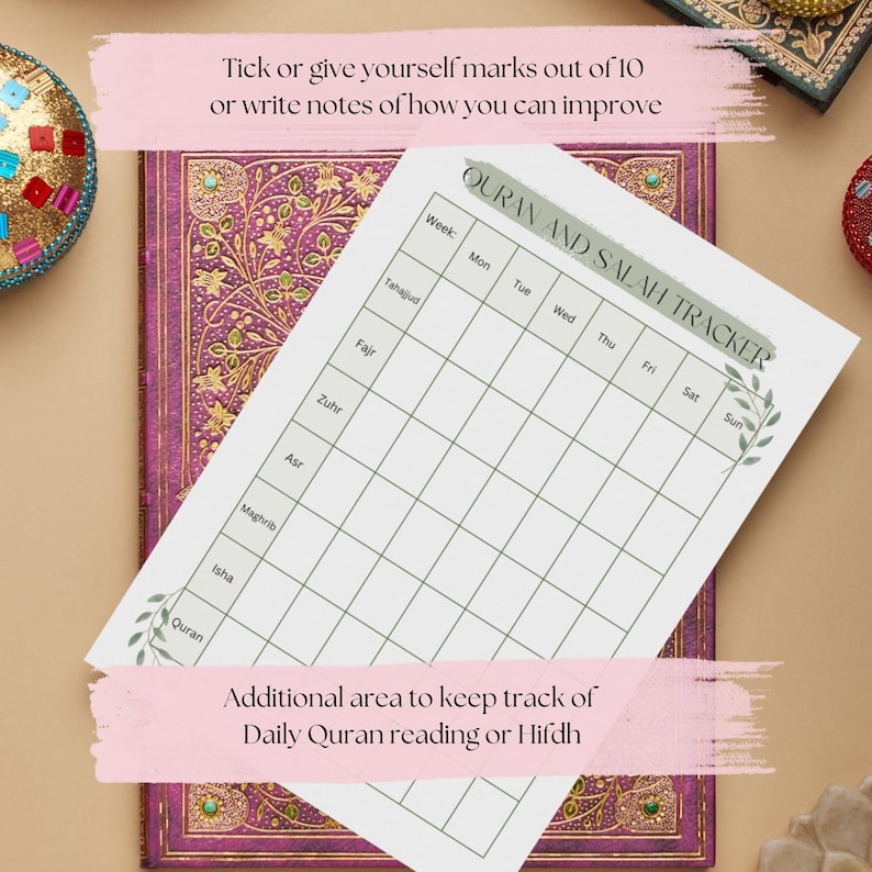 Printable Islamic Kids Salah and Adult Daily Salah Tracker, Quran ...