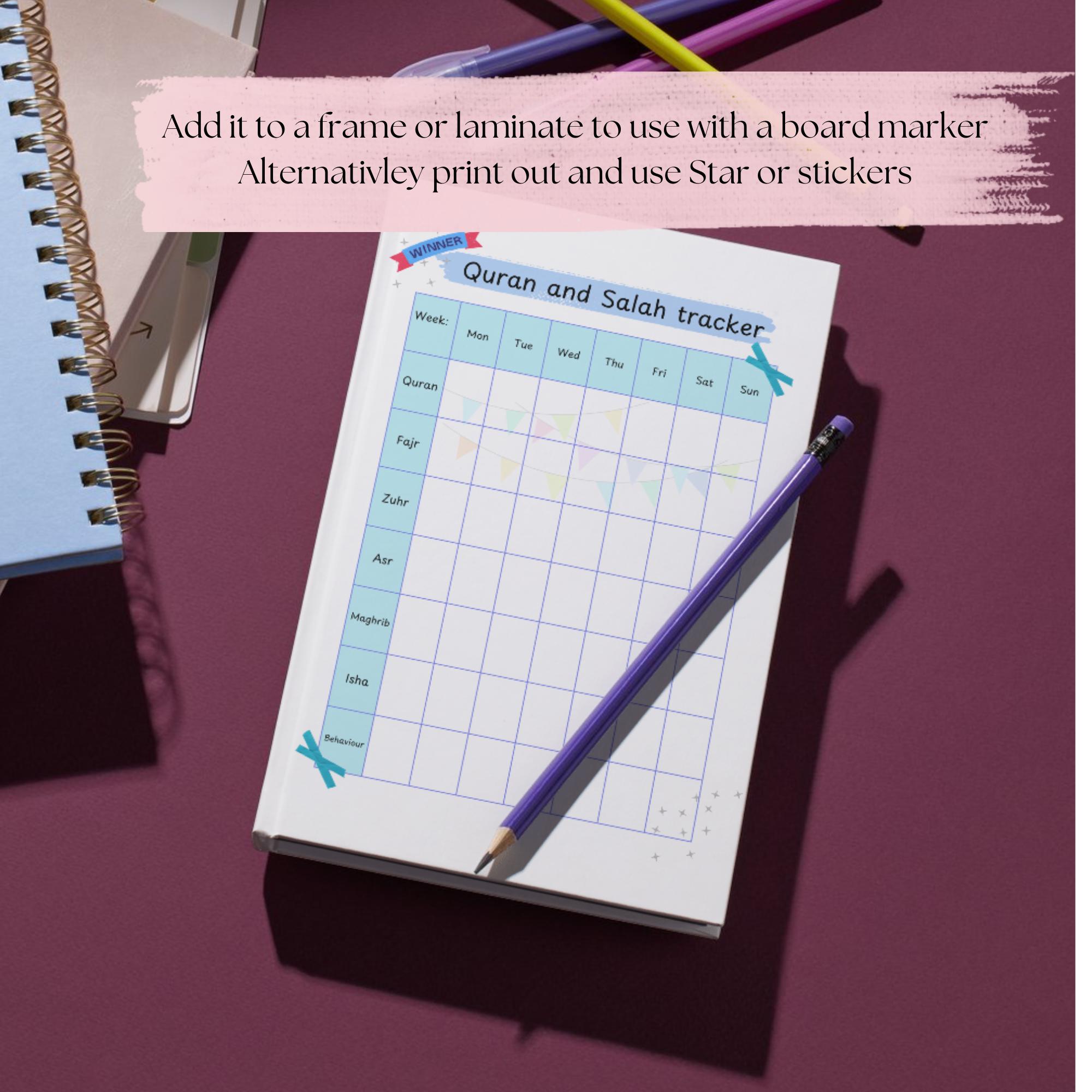 Printable Islamic Kids Salah and Adult Daily Salah Tracker, Quran ...