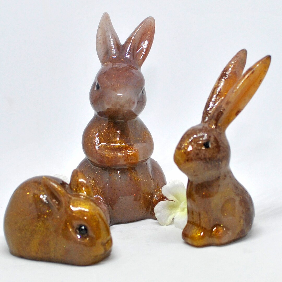 Resin Rabbits Brownie Family Rabbit Decor Brown Bunny Rabbit - Etsy